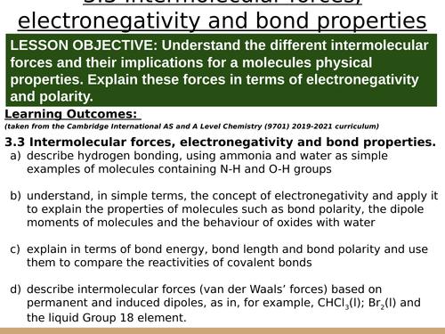 Physical Chemistry #10: Intermolecular Forces, Electronegativity & Bond ...