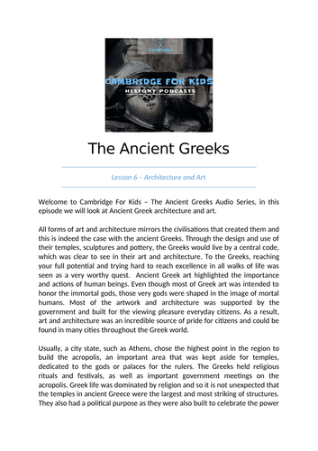 Ancient Greek Architecture | Distance Learning | Audio & Comprehension ...