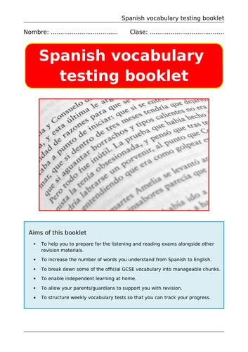 Spanish Vocabulary Booklet GCSE | Teaching Resources