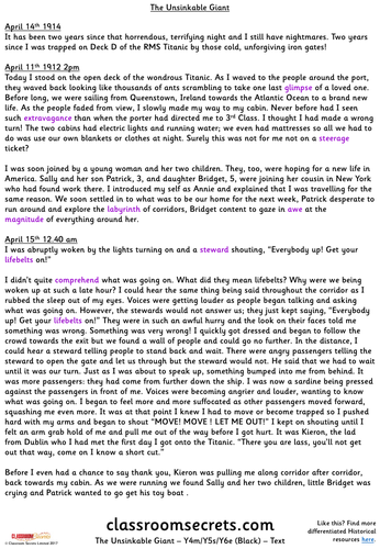 Titanic Diary Entries | Teaching Resources