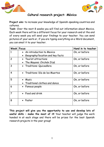 KS3 Spanish Culture Project Mexico | Teaching Resources