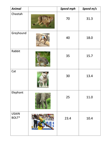 Sprint-which animal are you as fast as? | Teaching Resources