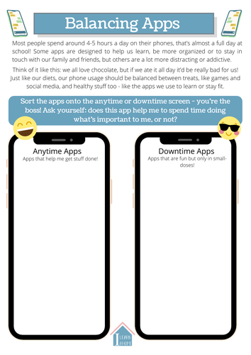 Balancing Apps: Managing Screen-time | Teaching Resources