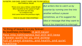 Enjambment and Caesura | Teaching Resources