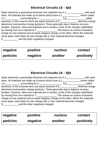 BEST Electric Circuits Lesson 8 - Static Electricity | Teaching Resources
