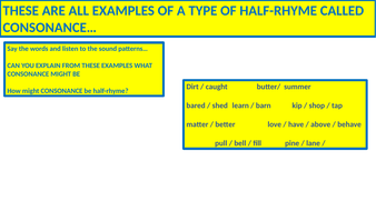 HALF-RHYME - CONSONANCE | Teaching Resources