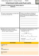 Chemical cells and fuel cells worksheet - AQA Chemistry GCSE Revision ...