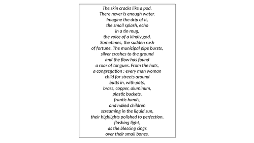 'Blessing' Imtiaz Dharker | Teaching Resources