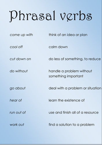English Phrasal Verbs: Prompt cards for TEFL and TESOL classrooms ...