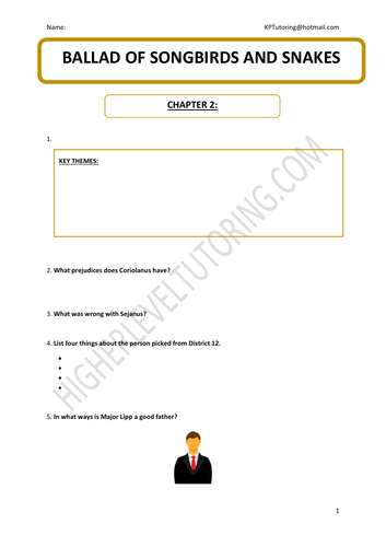 BALLAD OF SONGBIRDS AND SNAKES (CHPATERS 1-3) WORKSHEETS - SUZANNE ...