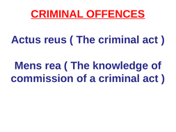 Unit 6 BTEC Forensic Science - Mens rea and Actus reus | Teaching Resources