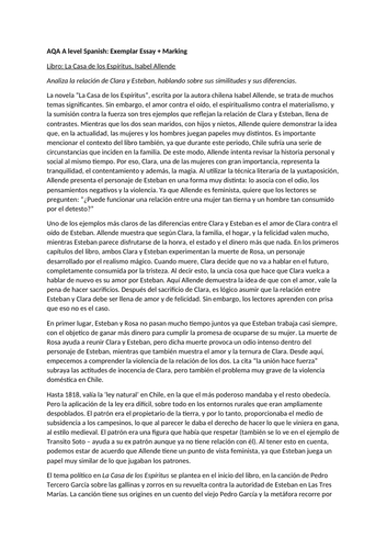 La Casa de los Espiritus A level Spanish Essay and Activity | Teaching ...