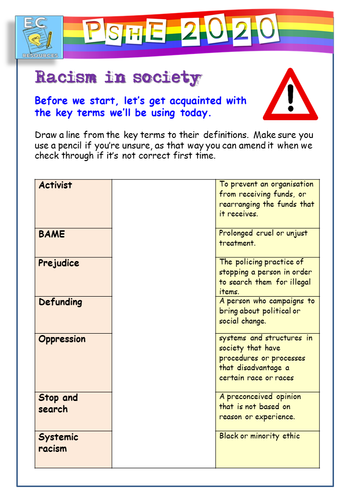 Black Lives Matter PSHE Home Learning | Teaching Resources