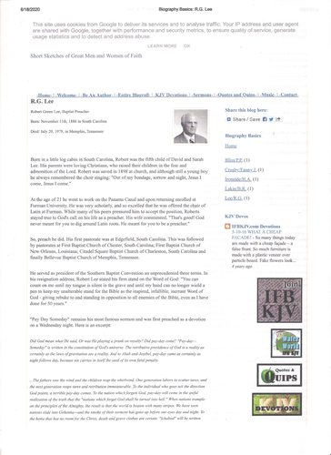 R. G. Lee (1886-1978) Baptist Preacher | Teaching Resources