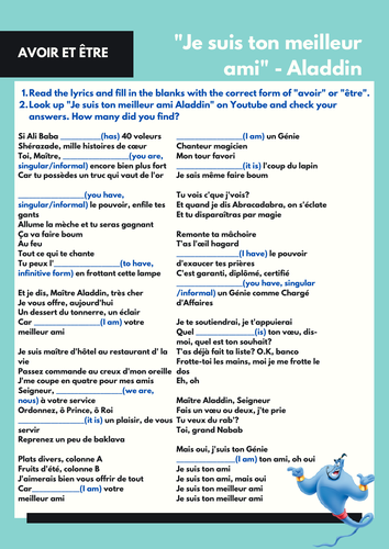 Réviser en chanson - Avoir et être (To have and to be - French ...