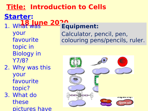 Intro to Cells AQA Biology Lesson | Teaching Resources