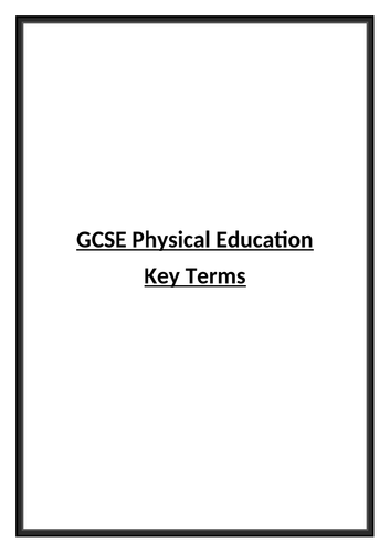 Edexcel GCSE PE (9-1) key terms booklet | Teaching Resources