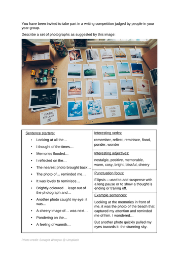 Langauge Paper 1, Q5 - Image and Story Prompts with Sentence Starters ...