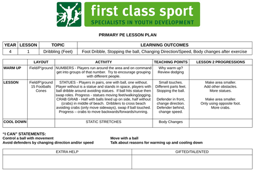 KS2 PE Plans - Year 4 - Football x 4 Plans (Dribbling, Sending ... KS2 PE Plans - Year 4 - Football x 4 Plans (Dribbling, Sending ...