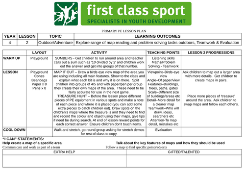 KS2 PE Plans - Year 4 - Outdoor/Adventure x 3 Plans | Teaching Resources
