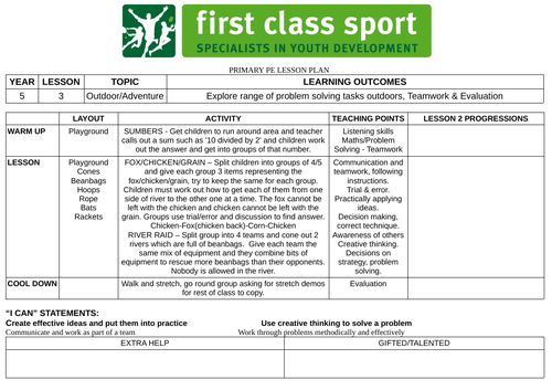 KS2 PE Plans - Year 6 - Outdoor/Adventure x 3 Plans | Teaching Resources