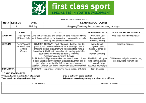 EYFS PE Plans - Reception - Fielding/Striking x 3 Plans | Teaching ...