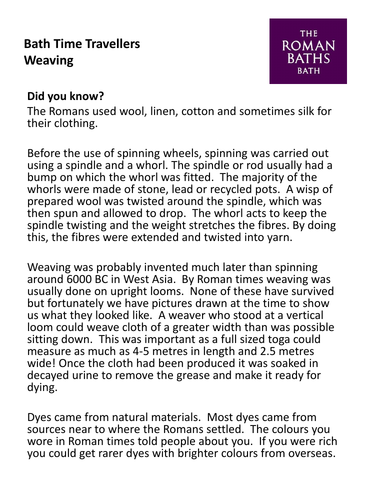 Roman Weaving | Teaching Resources