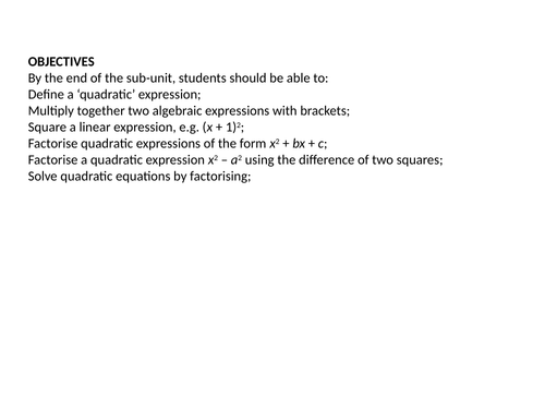 Expand, factorise and solve quadratics | Teaching Resources Expand, factorise and solve quadratics | Teaching Resources