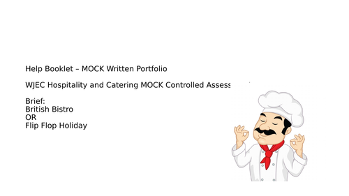WJEC Hospitality and Catering Level 1/2 MOCK CA Projects x14 Very ...