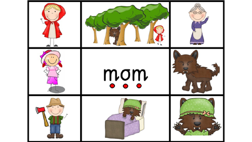 Little Red Riding Hood - CVC word match to pictures - peg boards ...