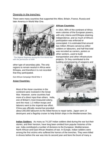 Diversity in World War One | Teaching Resources