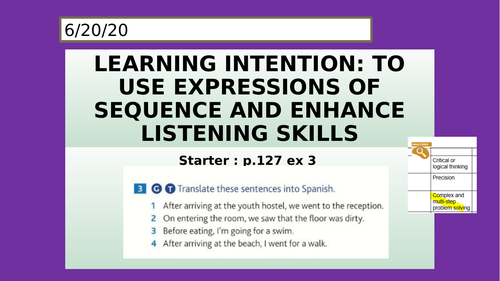 L4 Improving listening skills and using sequencers Unit 8 AQA GCSE ...