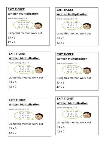Exit Tickets Multiplication & Division 2 | Teaching Resources