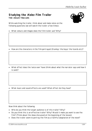 'Holes' resources bundle | Teaching Resources