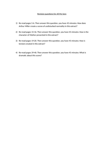 'All My Son's by Arthur Miller | Teaching Resources