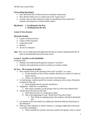 'All My Son's by Arthur Miller | Teaching Resources