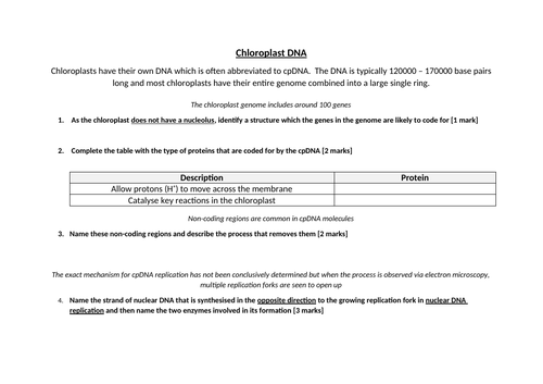 Chloroplast structure (AQA A-level Biology) | Teaching Resources