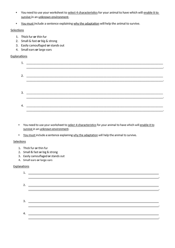 Ks4 observed lesson- adaptations of animals | Teaching Resources