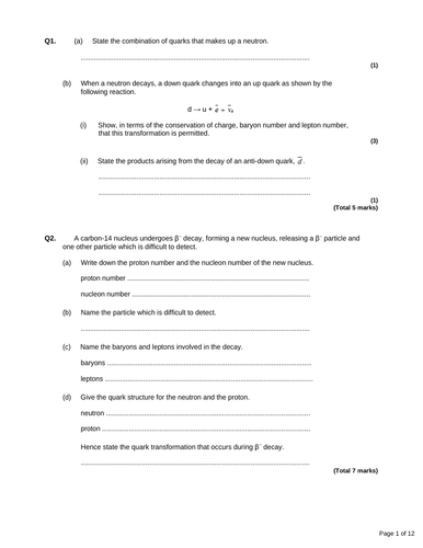 AQA A Level Physics Particles | Teaching Resources AQA A Level Physics Particles | Teaching Resources
