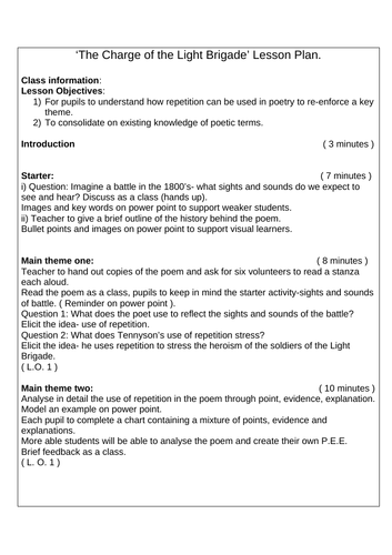 Charge of the Light Brigade lesson plan and resources | Teaching Resources