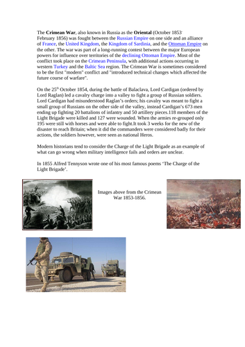 Charge of the Light Brigade lesson plan and resources | Teaching Resources