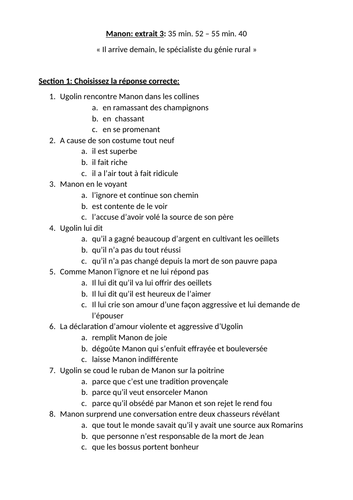 Manon des Sources: a study of Berri's film | Teaching Resources