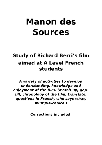 Manon des Sources: a study of Berri's film | Teaching Resources