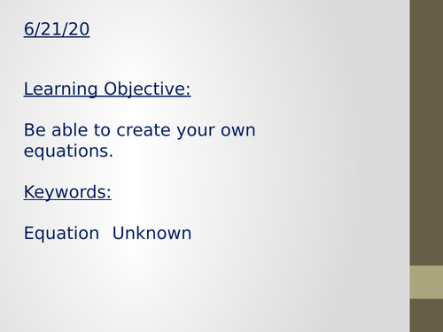 Learning objective and questions slides algebra maths | Teaching Resources