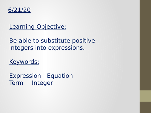 Learning objective and questions slides algebra maths | Teaching Resources