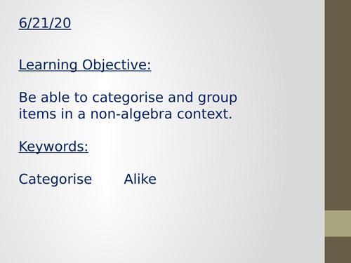 Learning objective and questions slides algebra maths | Teaching Resources