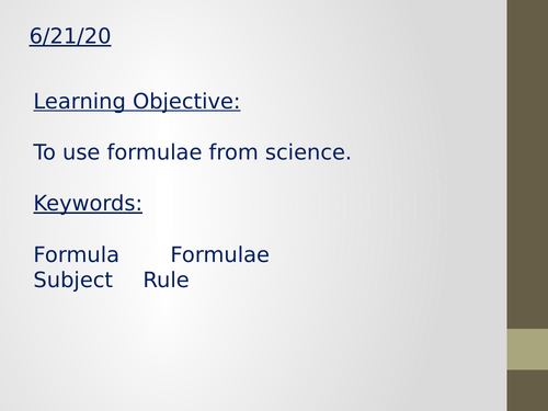 Learning objective and questions slides algebra maths | Teaching Resources
