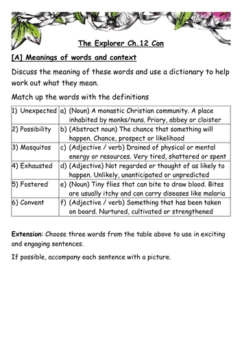 Y3/4 Chapter 12 The Explorer by Katherine Rundell 1 week whole class ...