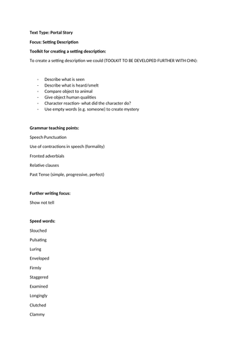 Talk for Writing Model Text- Portal Tale- Reggie's Secret Key to the ...