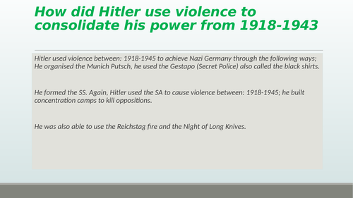 Hitler's Consolidation of Powers and Nazi Control in Germany 1933-145 ...